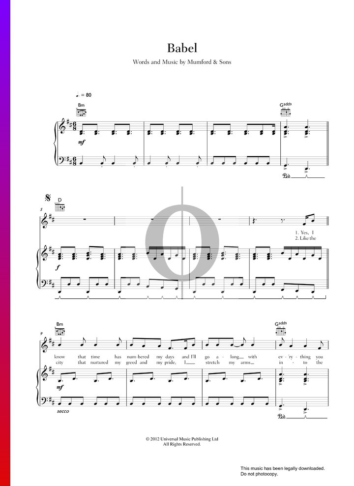 Babel (Mumford & Sons) Piano Sheet Music - OKTAV