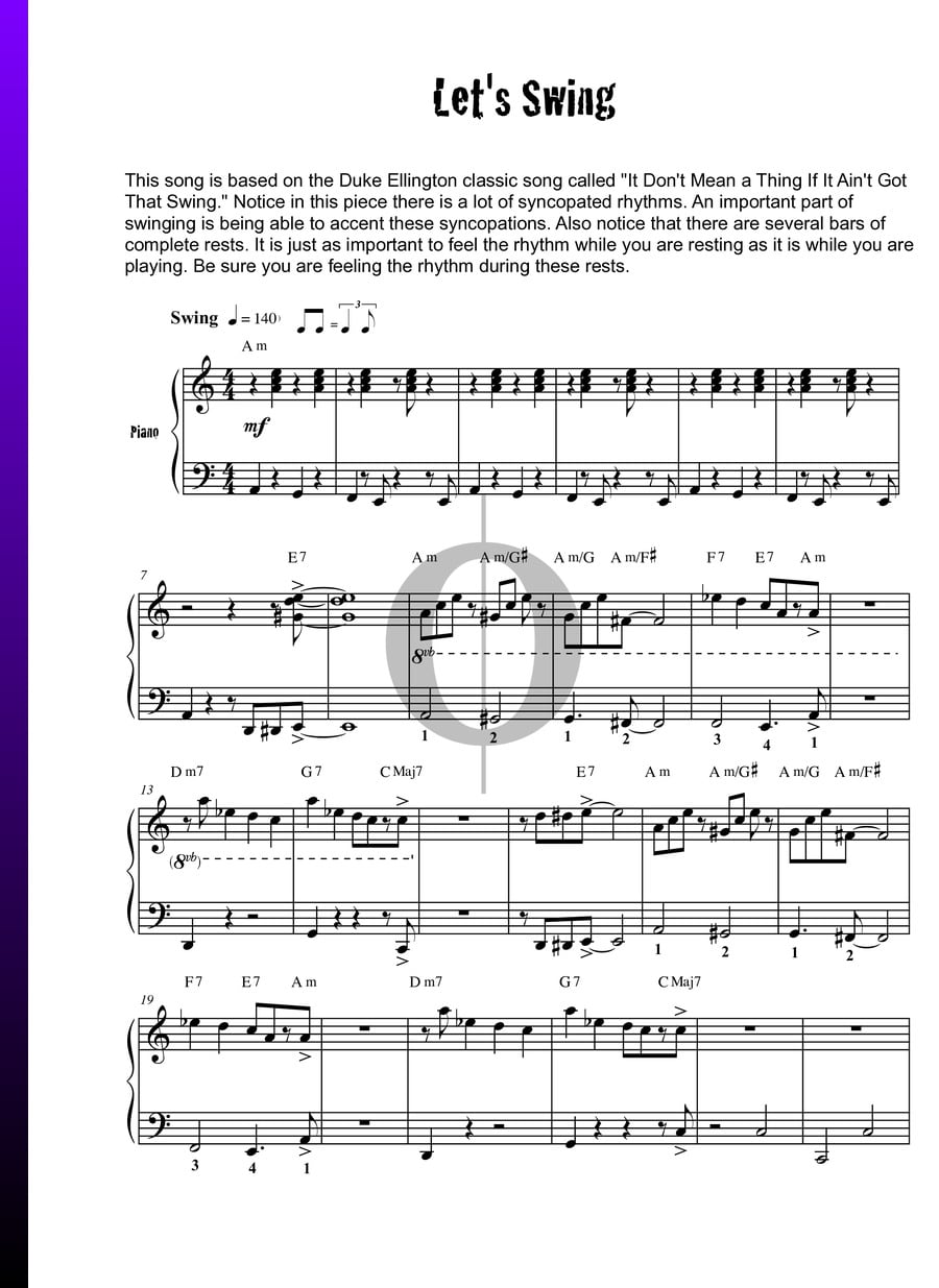 Let's Swing (Jacob Koller) Piano Sheet Music - OKTAV