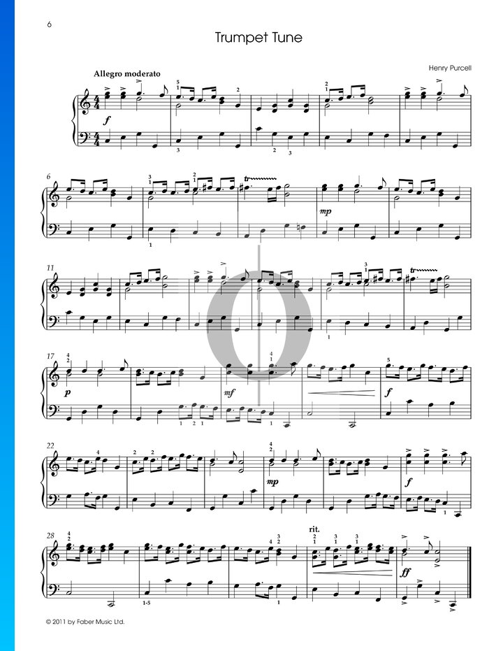 Trumpet Tune (Henry Purcell) Piano Sheet Music - OKTAV