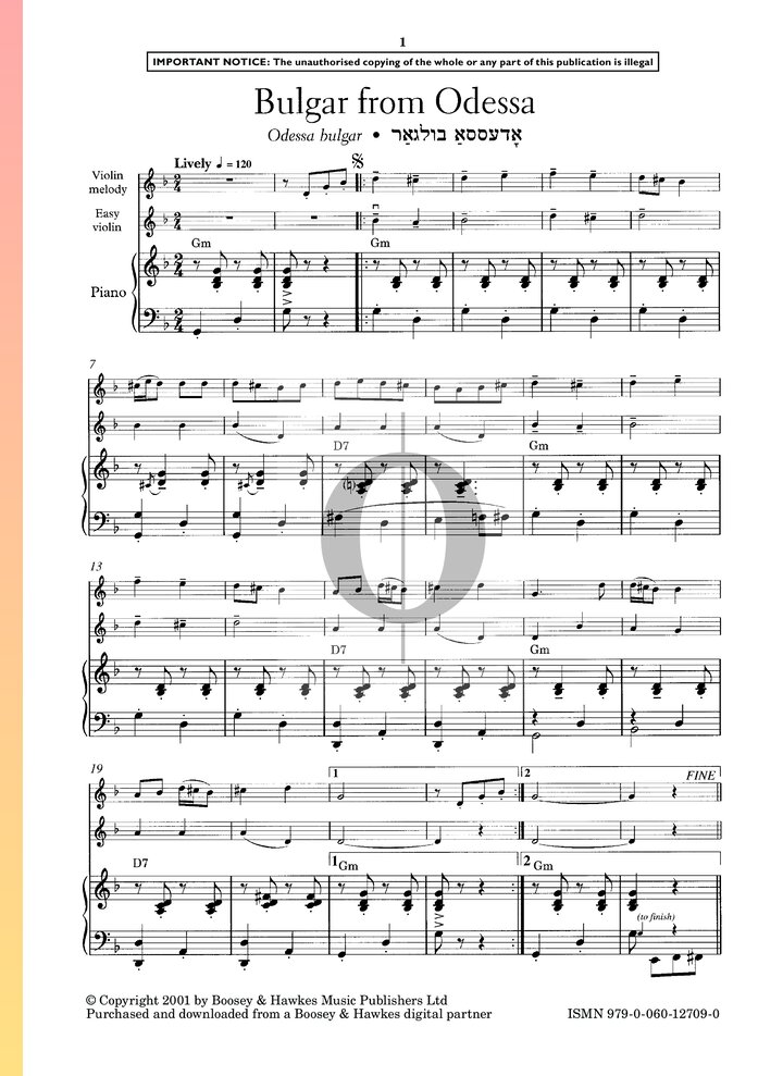 Bulgar from Odessa (Anonymous) Piano Sheet Music - OKTAV