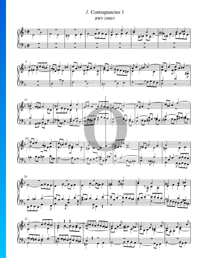 Contrapunctus 1, BWV 1080/1 (Johann Sebastian Bach) Piano Sheet Music ...
