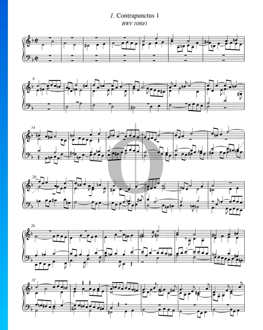 Contrapunctus 1, BWV 1080/1 (Johann Sebastian Bach) Piano Sheet Music - OKTAV