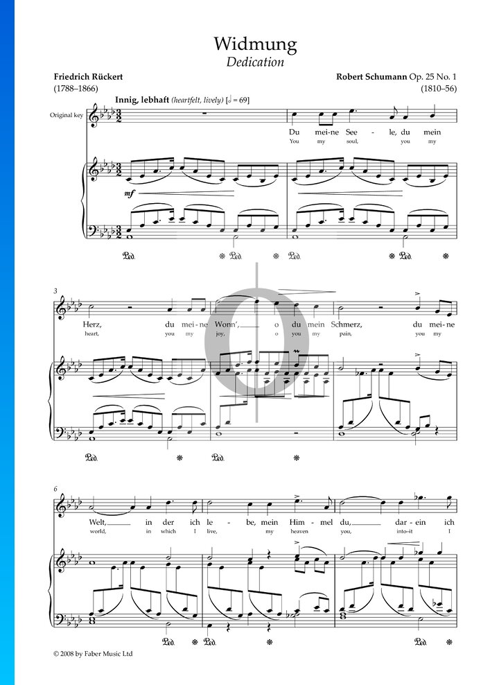 Widmung, Op. 25: No. 1 (Robert Schumann) Piano Sheet Music - OKTAV