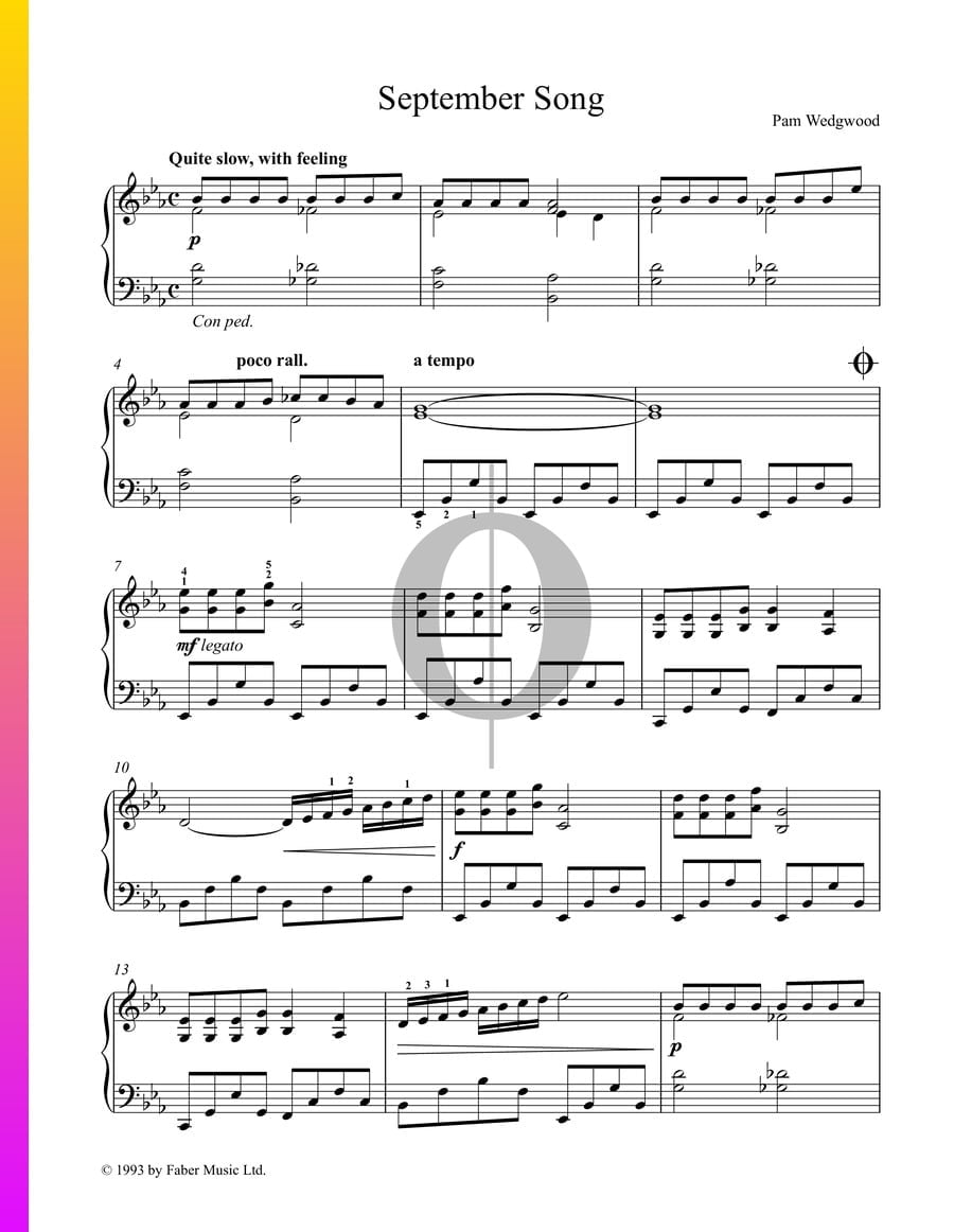 September Song (Pam Wedgwood) Piano Sheet Music - OKTAV