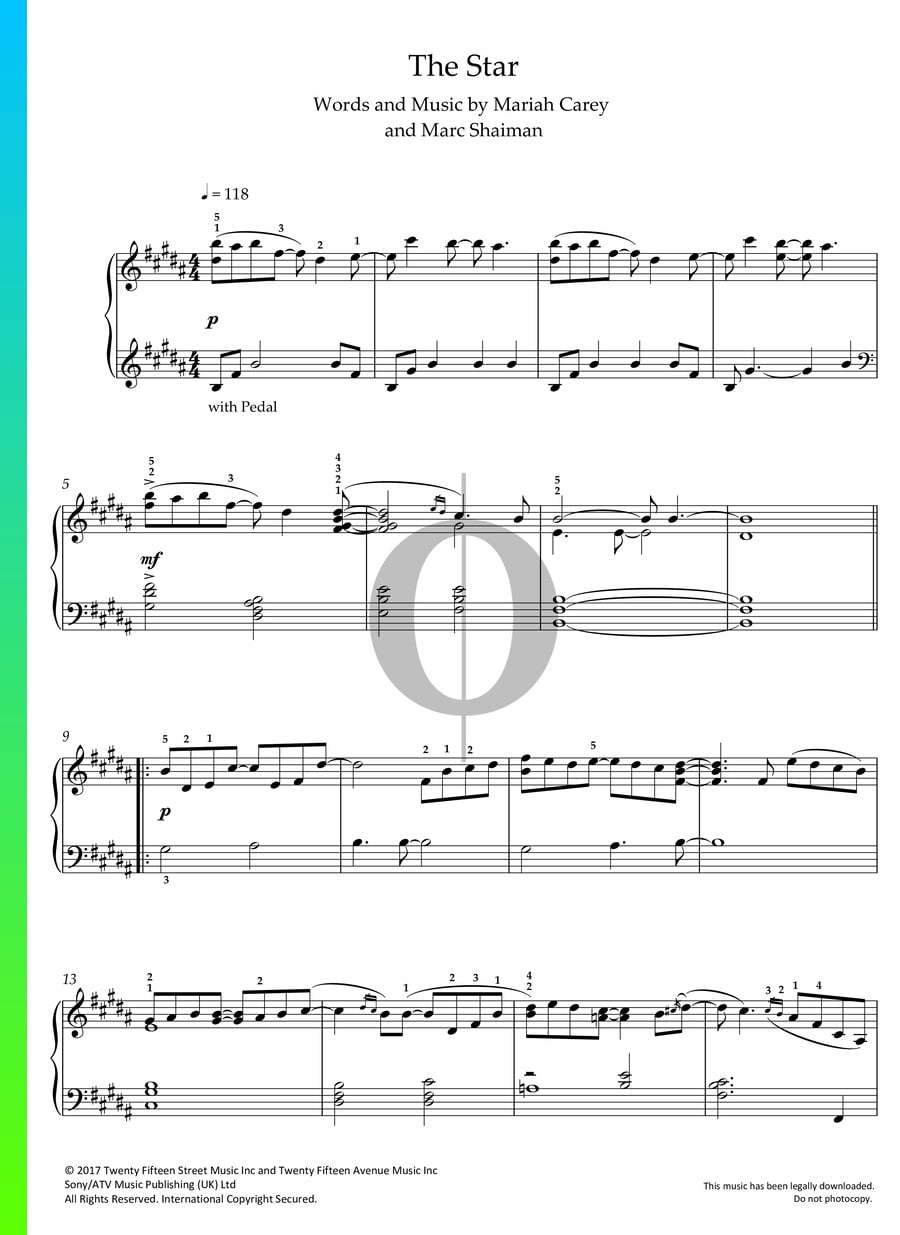 The Star Piano Sheet Music from The Star by Mariah Carey - OKTAV