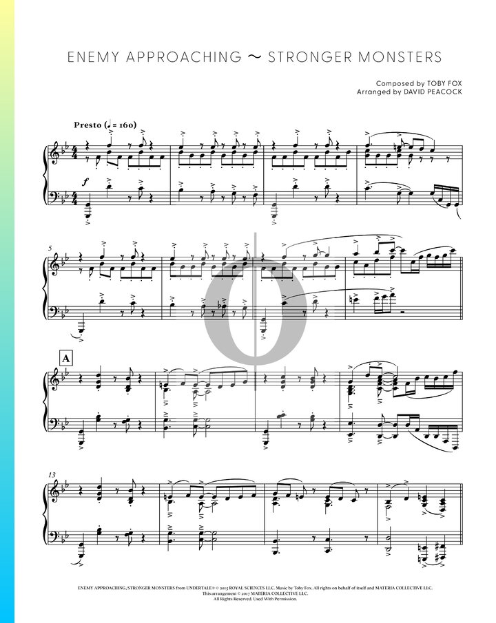 Enemy Approaching - Stronger Monsters (Toby Fox) Piano Sheet Music - OKTAV