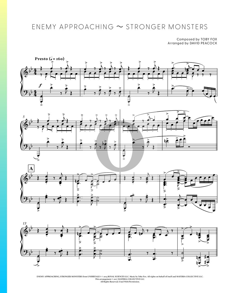 Enemy Approaching - Stronger Monsters (Toby Fox) Piano Sheet Music - OKTAV