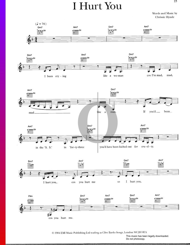 I Hurt You Sheet Music (Piano, Voice, Guitar) - OKTAV