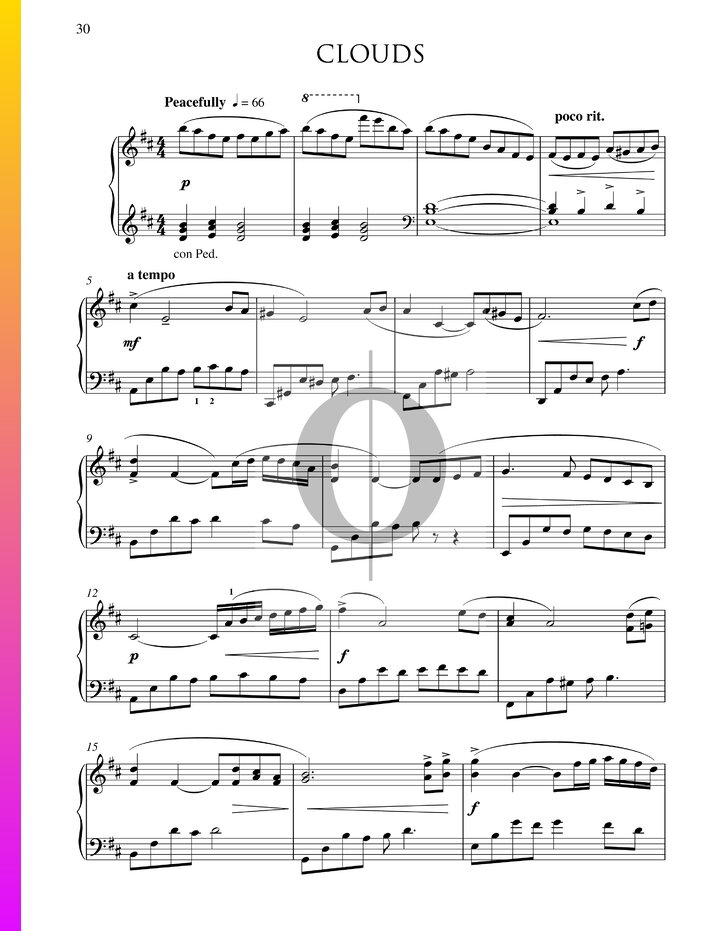 Clouds (Pam Wedgwood) Piano Sheet Music - OKTAV