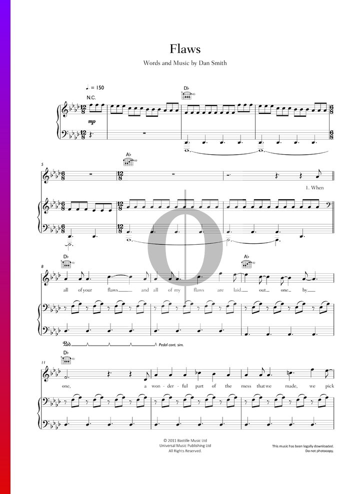 Flaws (Bastille) Piano Sheet Music - OKTAV