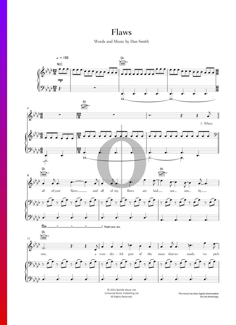 Flaws (Bastille) Piano Sheet Music - OKTAV