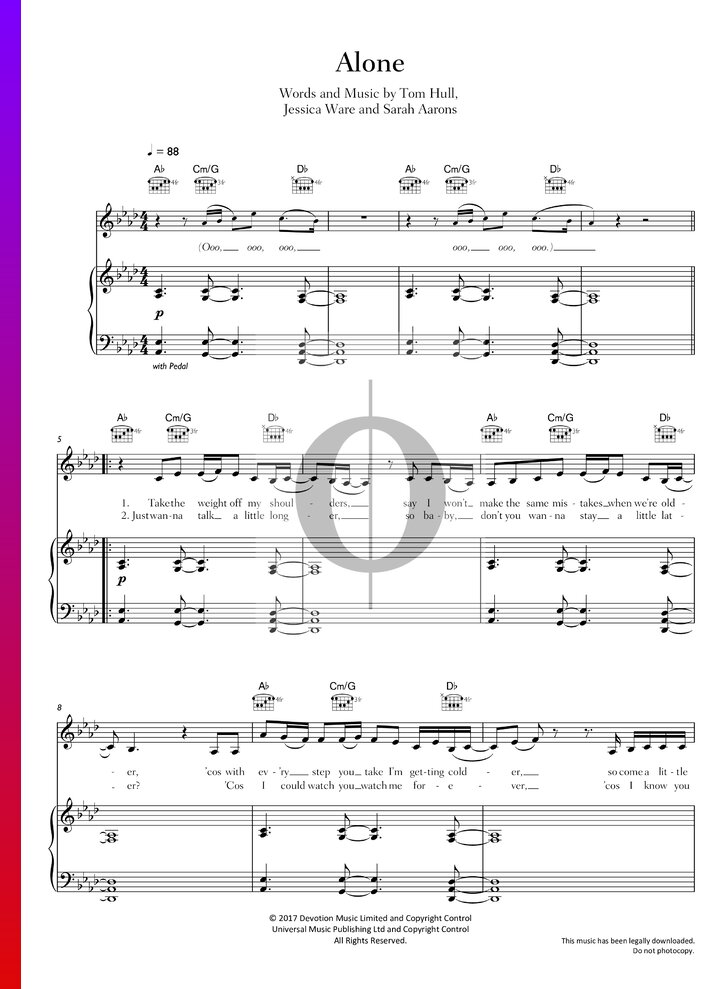 Alone (Jessie Ware) Piano Sheet Music - OKTAV