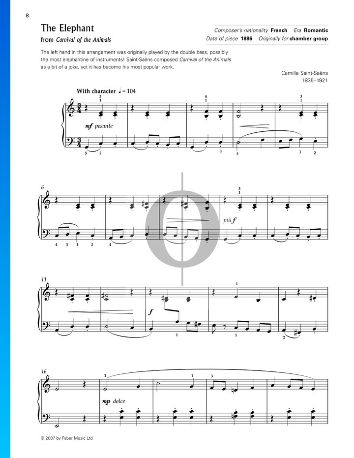 The Carnival Of The Animals: The Elephant (Camille Saint-Saëns) Piano ...