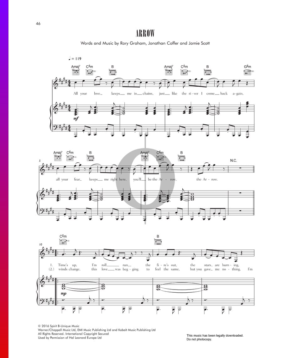 Arrow (Rag'n'Bone Man) Piano Sheet Music - OKTAV