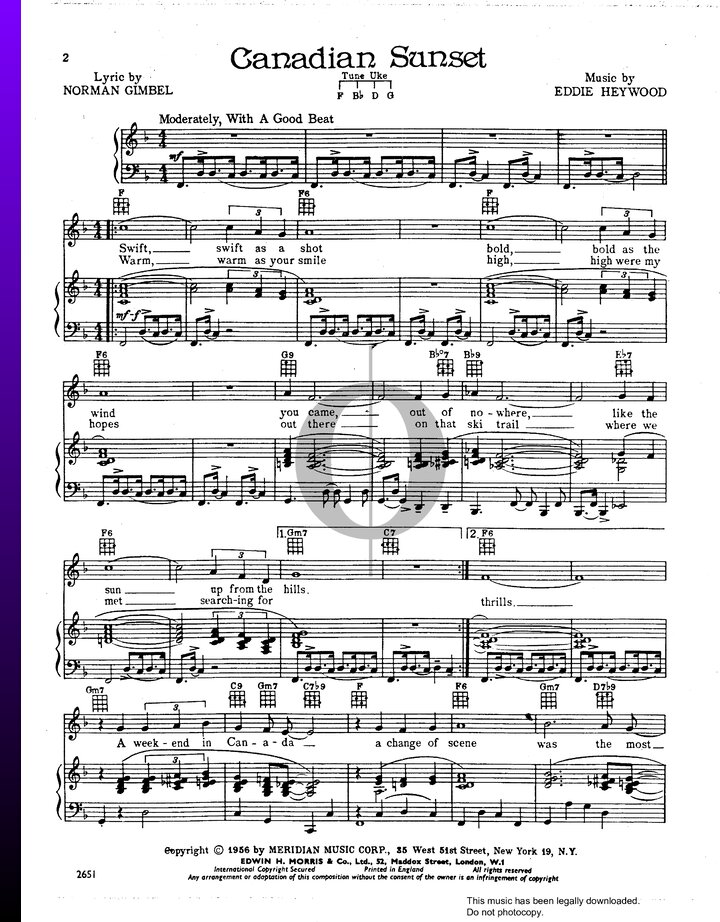 Canadian Sunset (Eddie Heywood) Piano Sheet Music - OKTAV