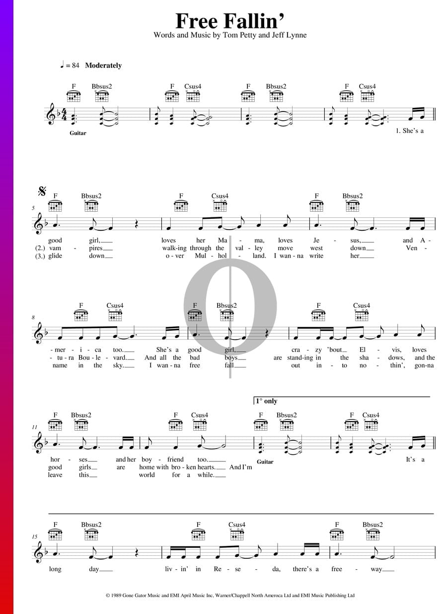 Free Fallin' (Tom Petty) Piano Sheet Music - OKTAV