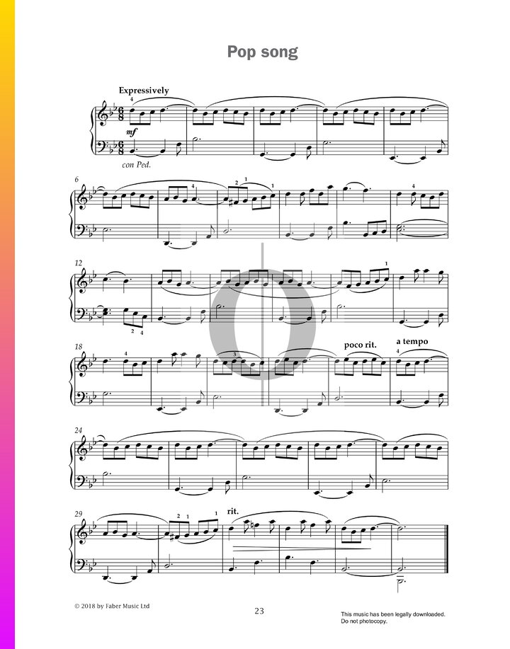 Pop Song (Paul Harris) Piano Sheet Music - OKTAV