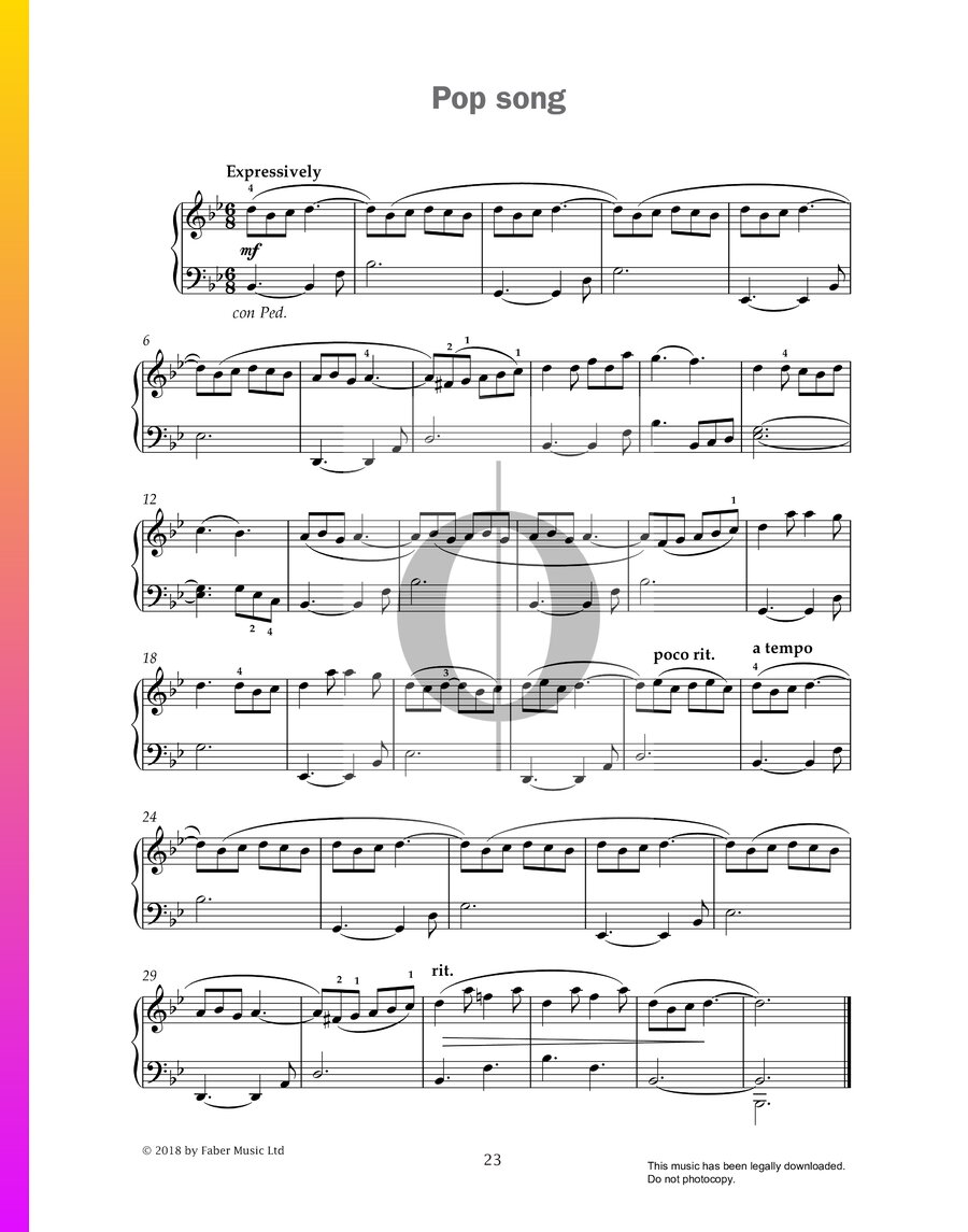 Pop Song (Paul Harris) Piano Sheet Music - OKTAV
