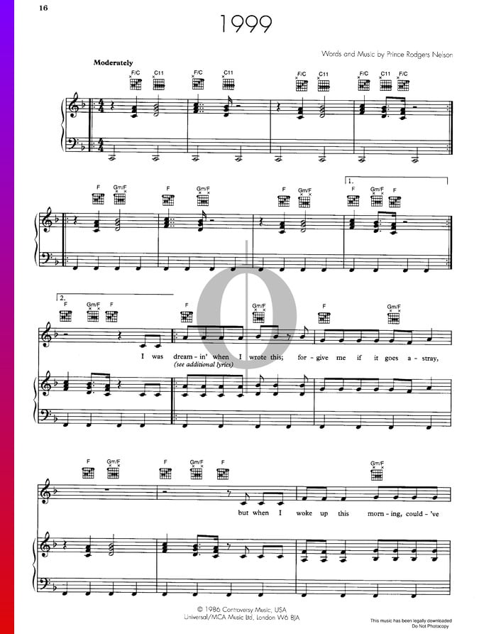 Prince Sheet Music Downloads (PDF) & Subscription - OKTAV
