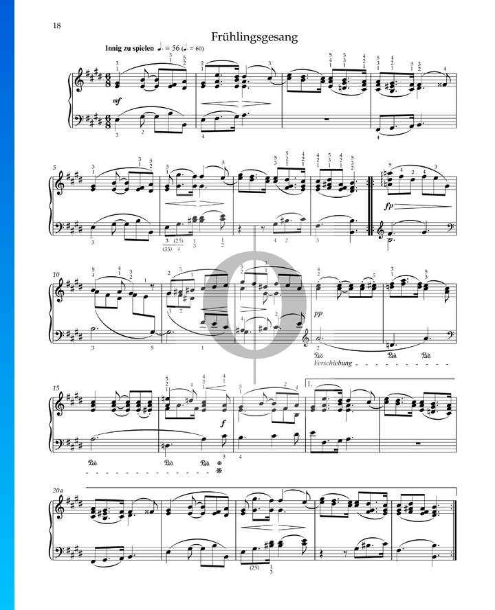 Canción de primavera, Op. 68 n.º 15 » Robert Schumann - Partituras de piano - OKTAV