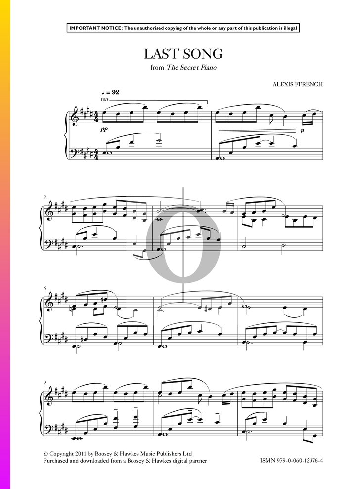 Last Song (Alexis Ffrench) Piano Sheet Music - OKTAV