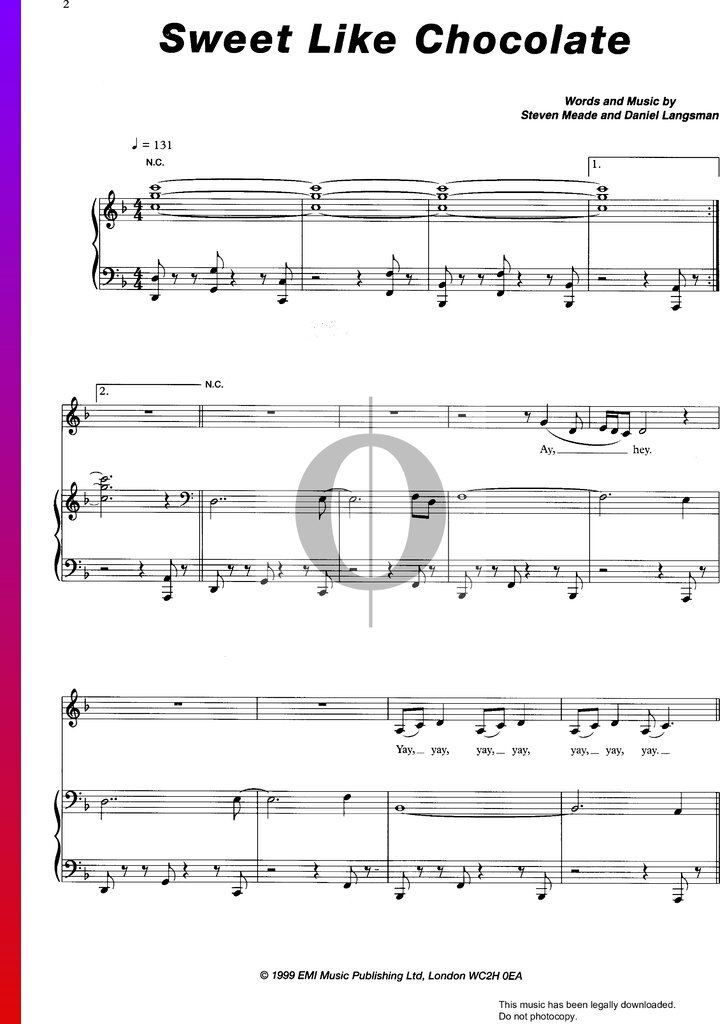 Sweet Like Chocolate (Shanks & Bigfoot) Piano Sheet Music - OKTAV