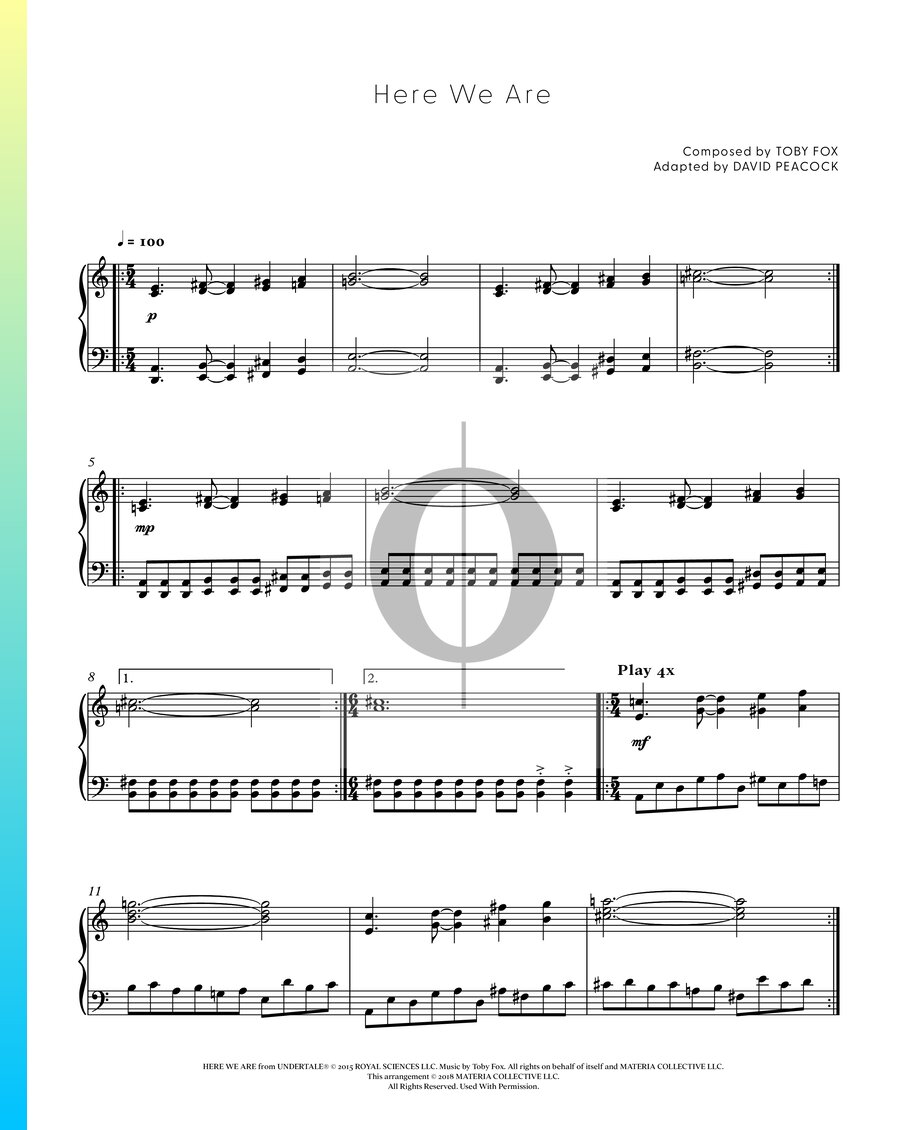 Here We Are (Toby Fox) Piano Sheet Music - OKTAV
