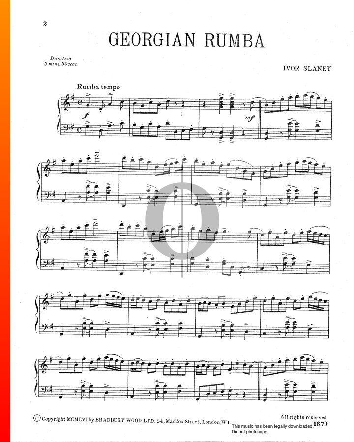Georgian Rumba (Ivor Slaney) Piano Sheet Music - OKTAV