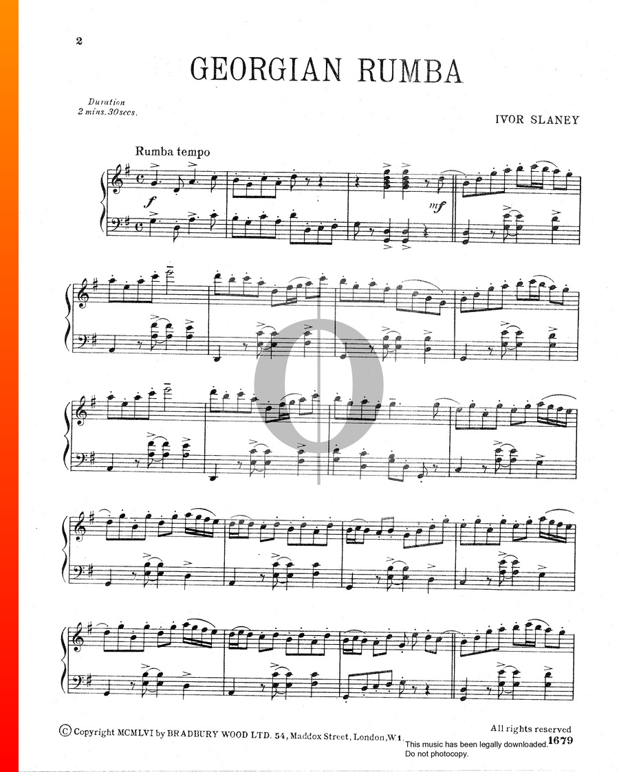 Georgian Rumba » Ivor Slaney - Partitions de piano - OKTAV