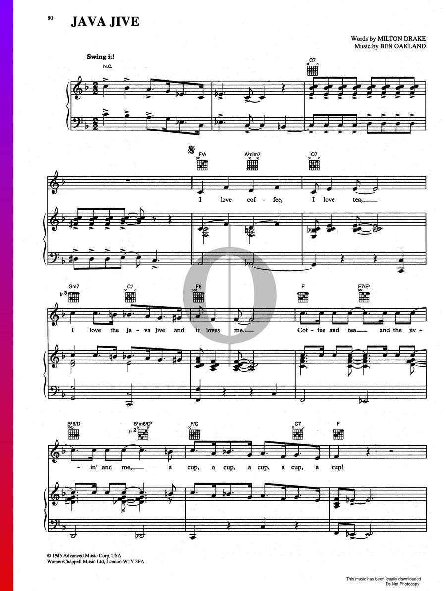 Java Jive (The Ink Spots) Piano Sheet Music - OKTAV