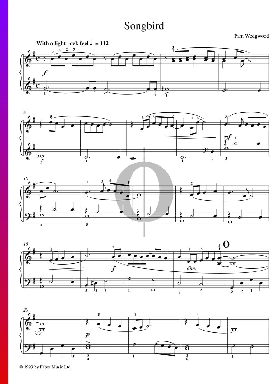 Songbird (Pam Wedgwood) Piano Sheet Music - OKTAV
