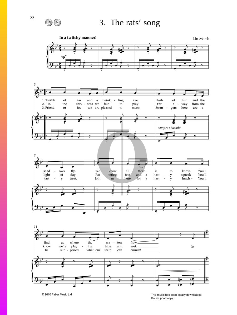 The Rats' Song (Lin Marsh) Piano Sheet Music - OKTAV