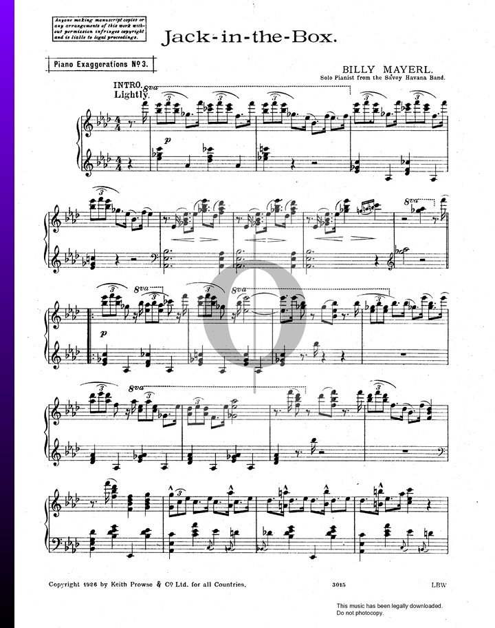 Jack-In-The-Box (Billy Mayerl) Piano Sheet Music - OKTAV