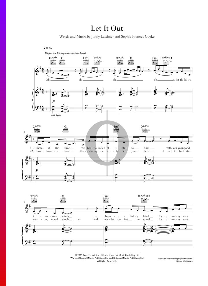 Let It Out (Frances) Piano Sheet Music - OKTAV