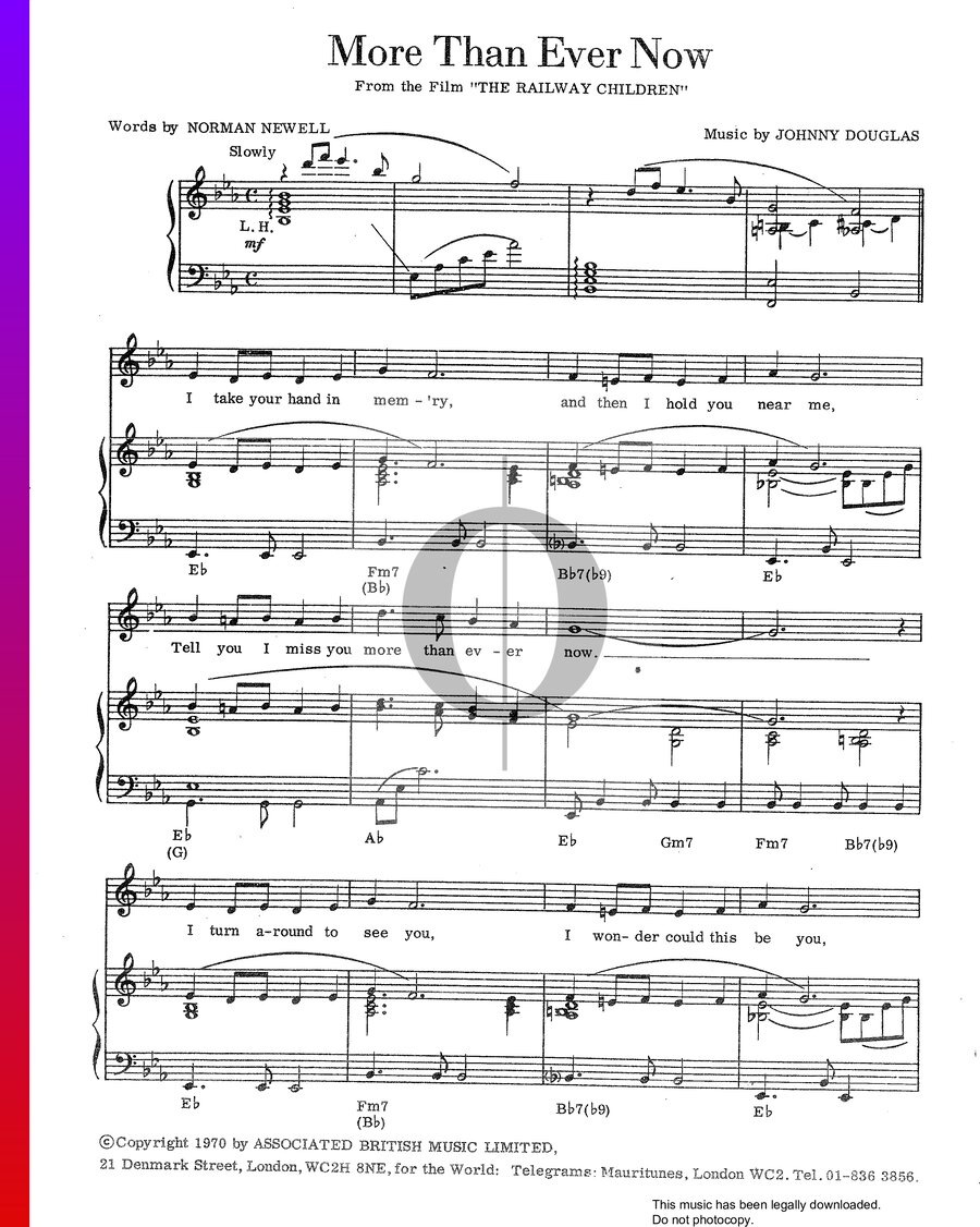 More Than Ever Now (Johnny Douglas) Piano Sheet Music - OKTAV