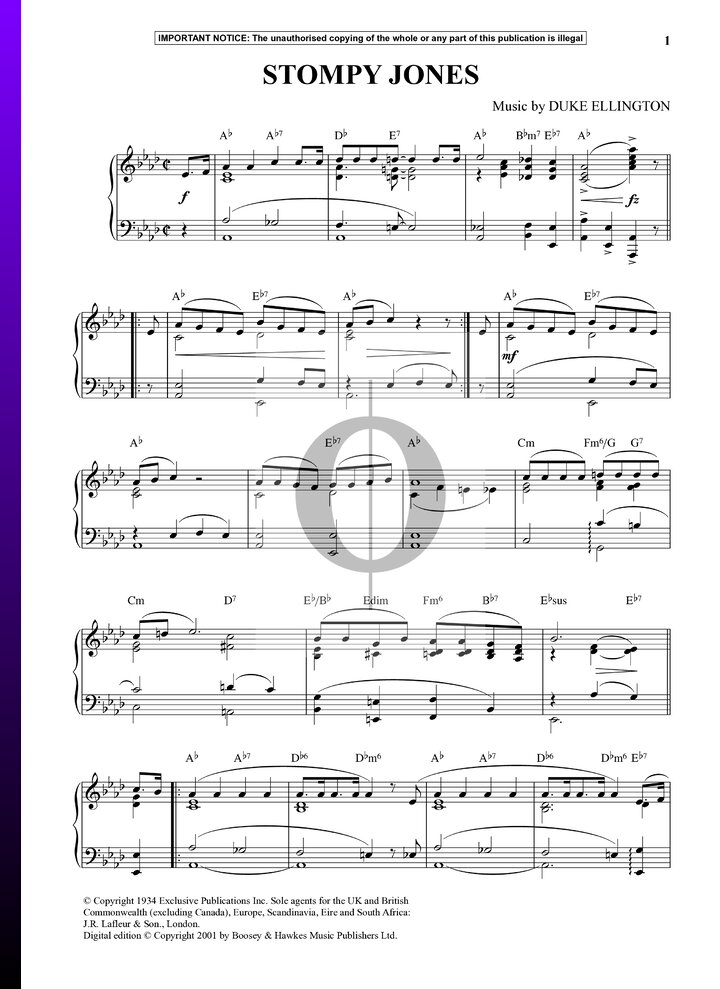 Stompy Jones (Duke Ellington) Piano Sheet Music - OKTAV