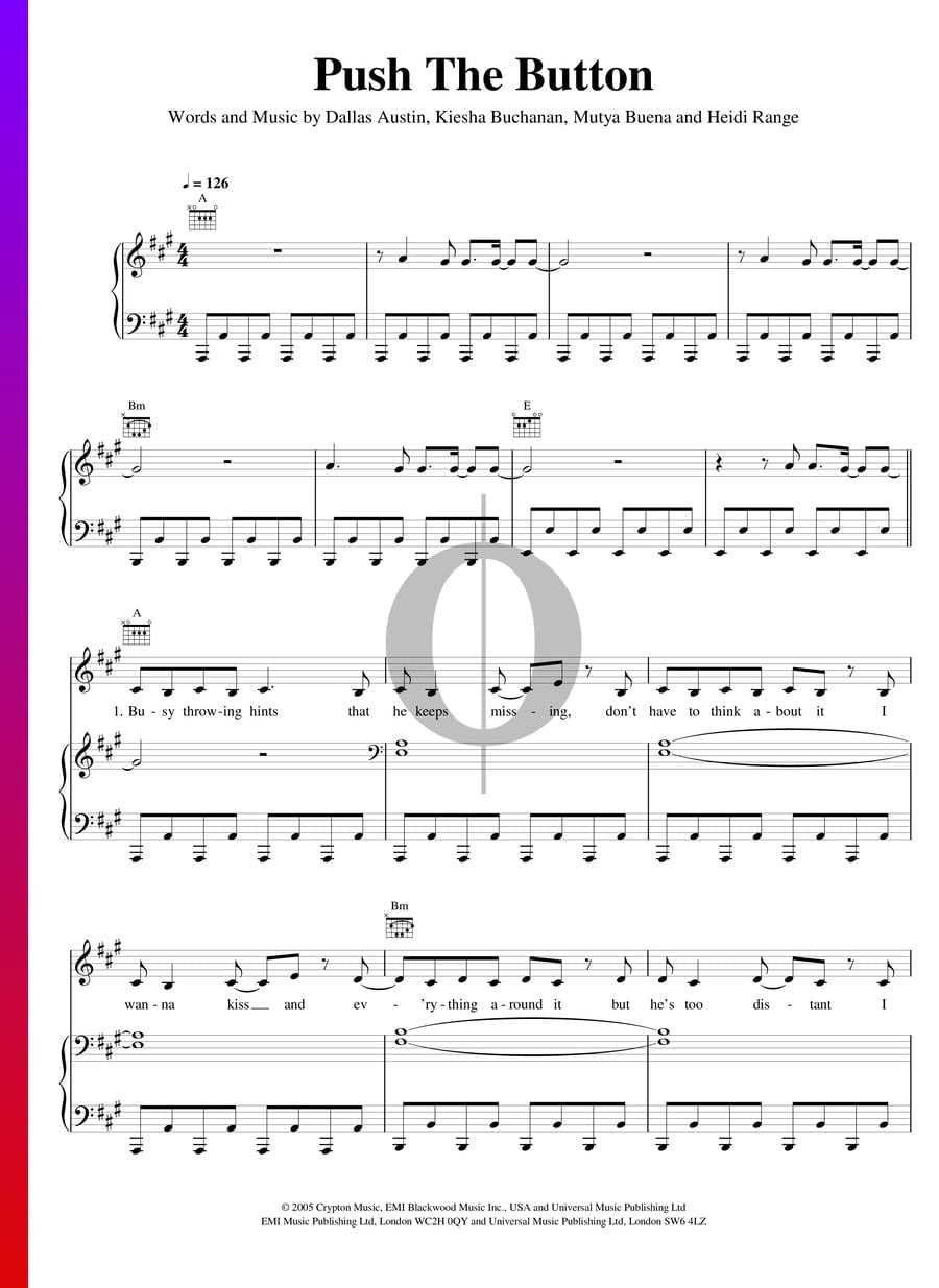 Push The Button (Sugababes) Piano Sheet Music - OKTAV