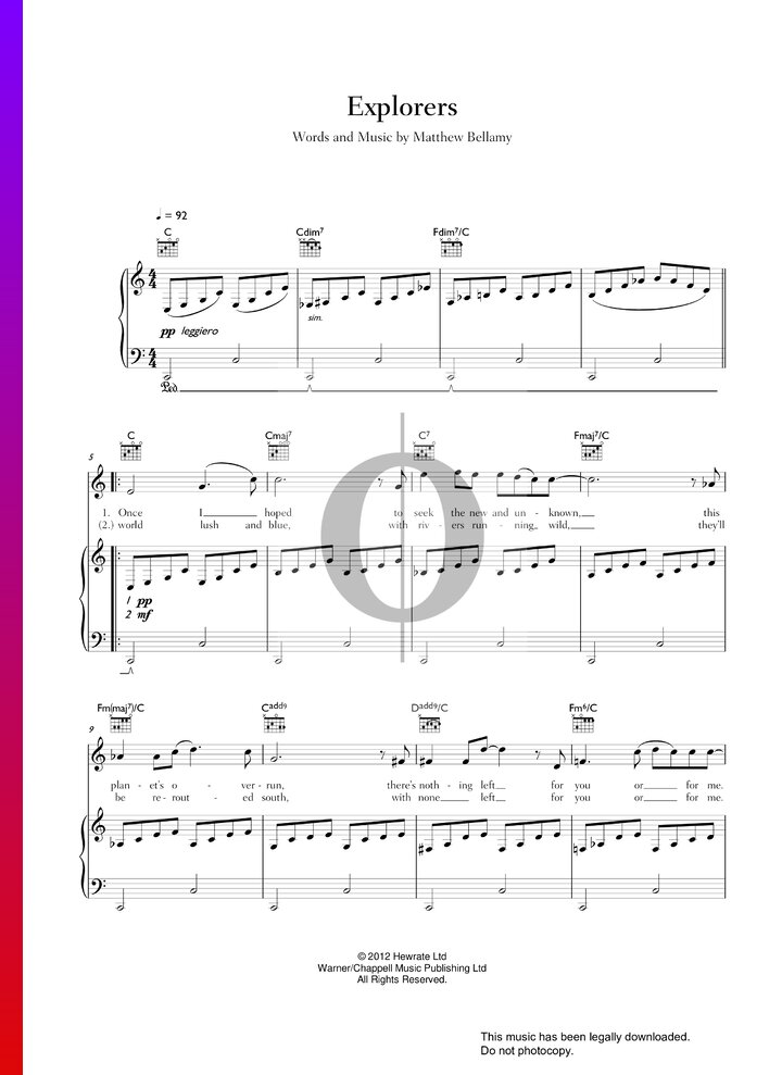 Explorers (Muse) Piano Sheet Music - OKTAV