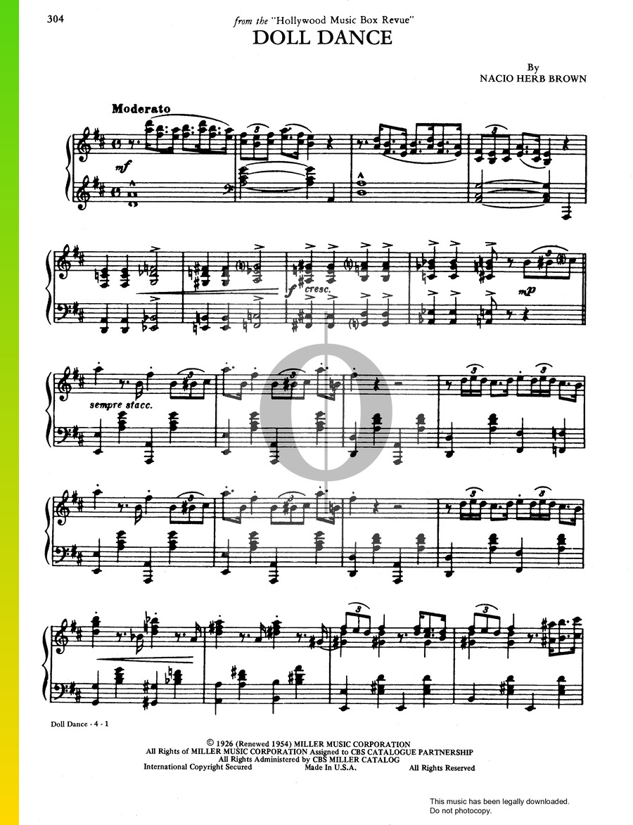Doll Dance (Nacio Herb Brown) Piano Sheet Music - OKTAV