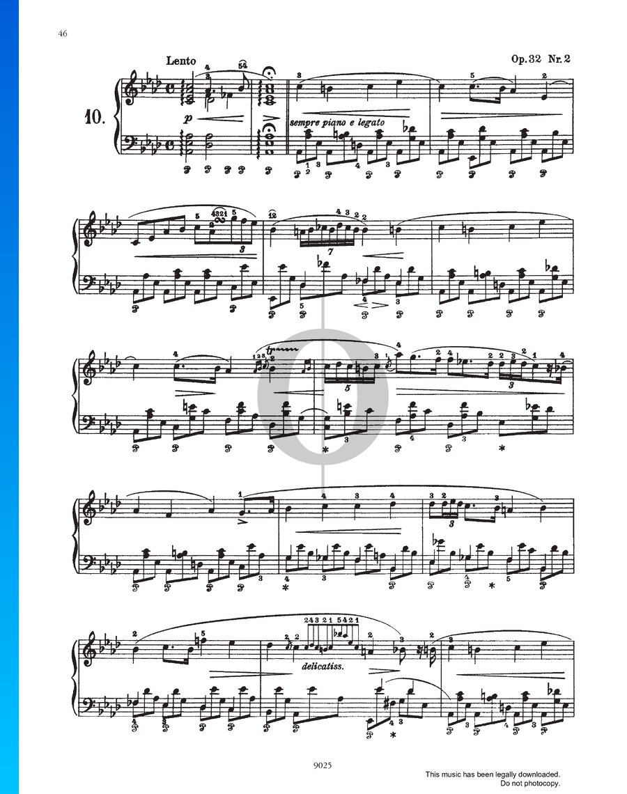 Nocturne in A-flat Major, Op. 32 No. 2 (Frédéric Chopin) Piano Sheet ...