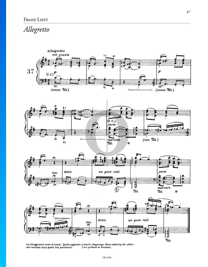 Allegretto in G Major (Franz Liszt) Piano Sheet Music - OKTAV