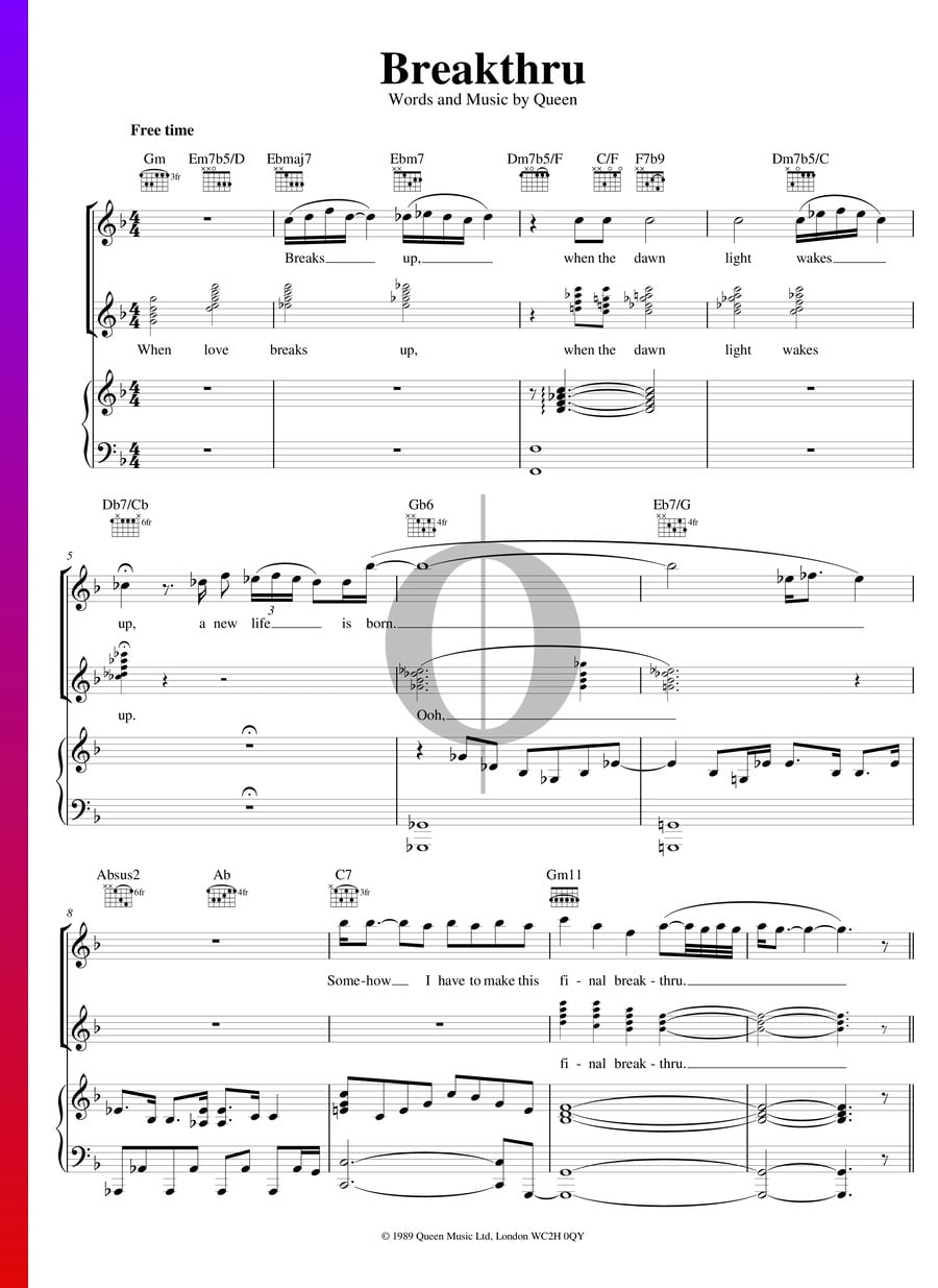 Breakthru (Queen) Piano Sheet Music - OKTAV