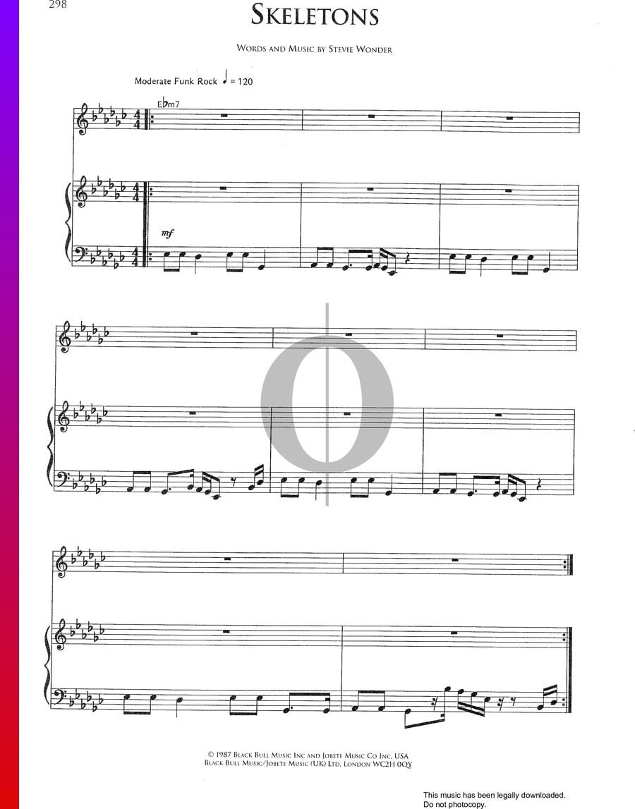 Skeletons (Stevie Wonder) Piano Sheet Music - OKTAV