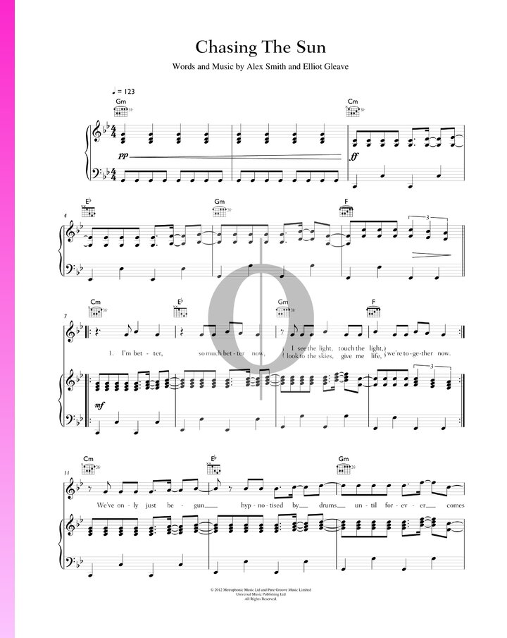 Chasing The Sun (The Wanted) Piano Sheet Music - OKTAV