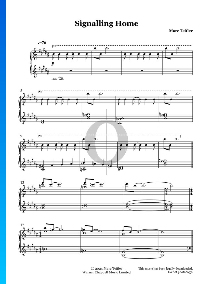 Signalling Home (Marc Teitler) Piano Sheet Music - OKTAV
