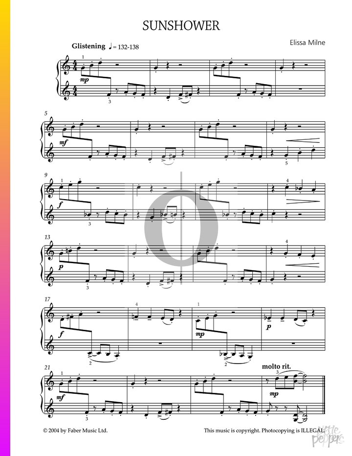 Sunshower (Elissa Milne) Piano Sheet Music - OKTAV