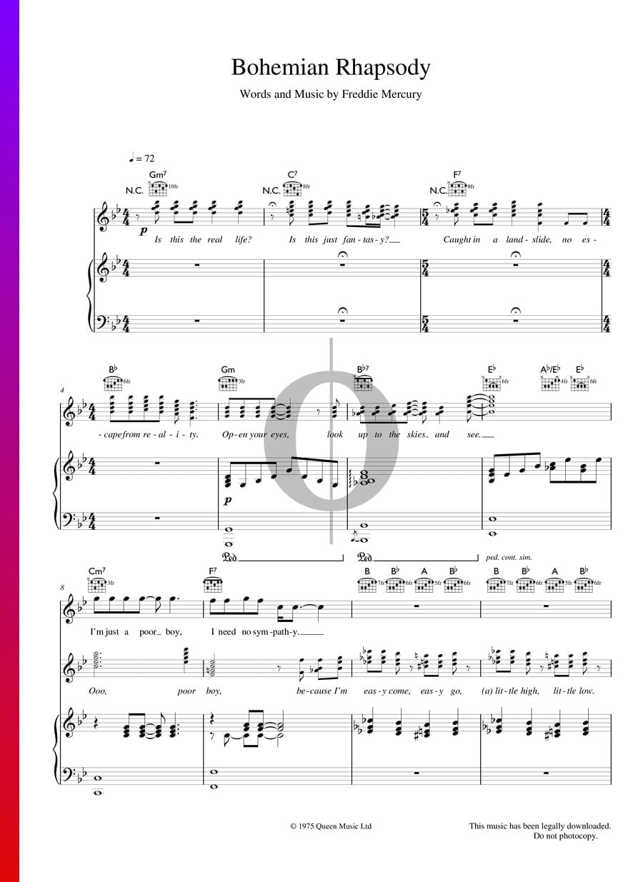 Bohemian Rhapsody (Queen) Piano Sheet Music - OKTAV