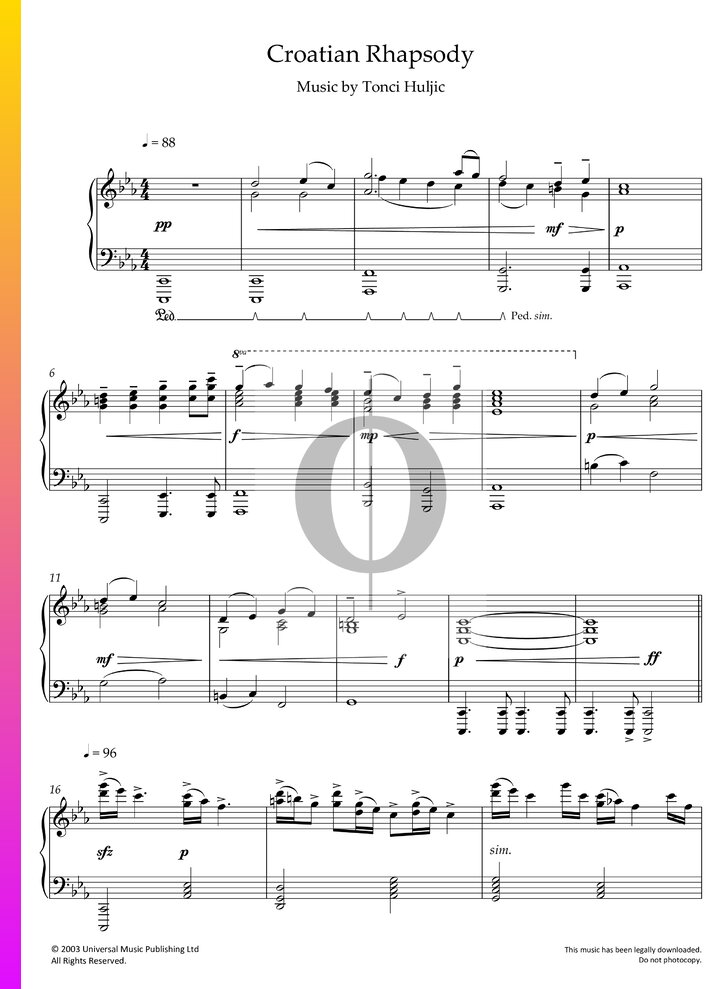 Croatian Rhapsody (Maksim Mrvica) Piano Sheet Music - OKTAV