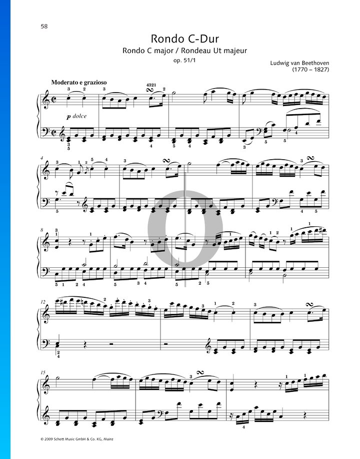 Rondo in C-Dur, Op. 51 Nr. 1 Klaviernoten (Ludwig van Beethoven) - OKTAV