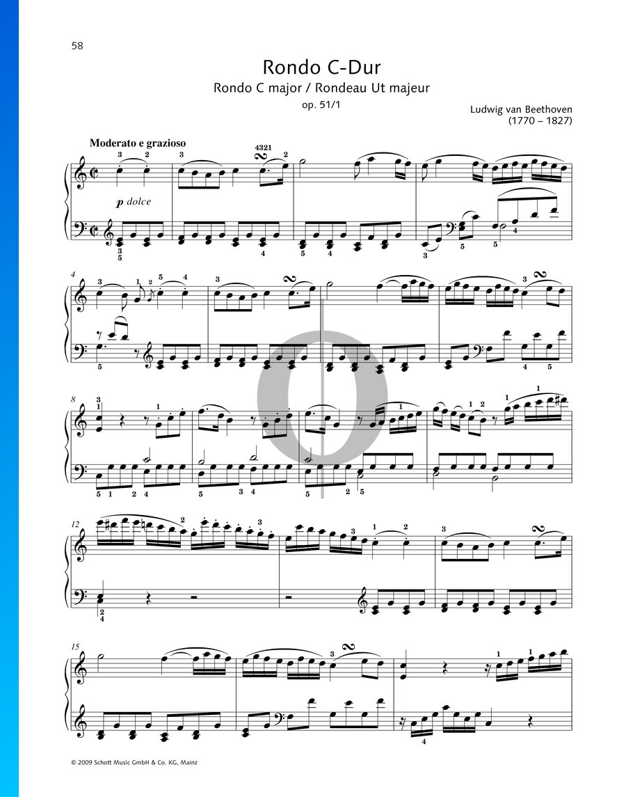 Rondo in C Major, Op. 51 No. 1 (Ludwig van Beethoven) Piano Sheet Music ...